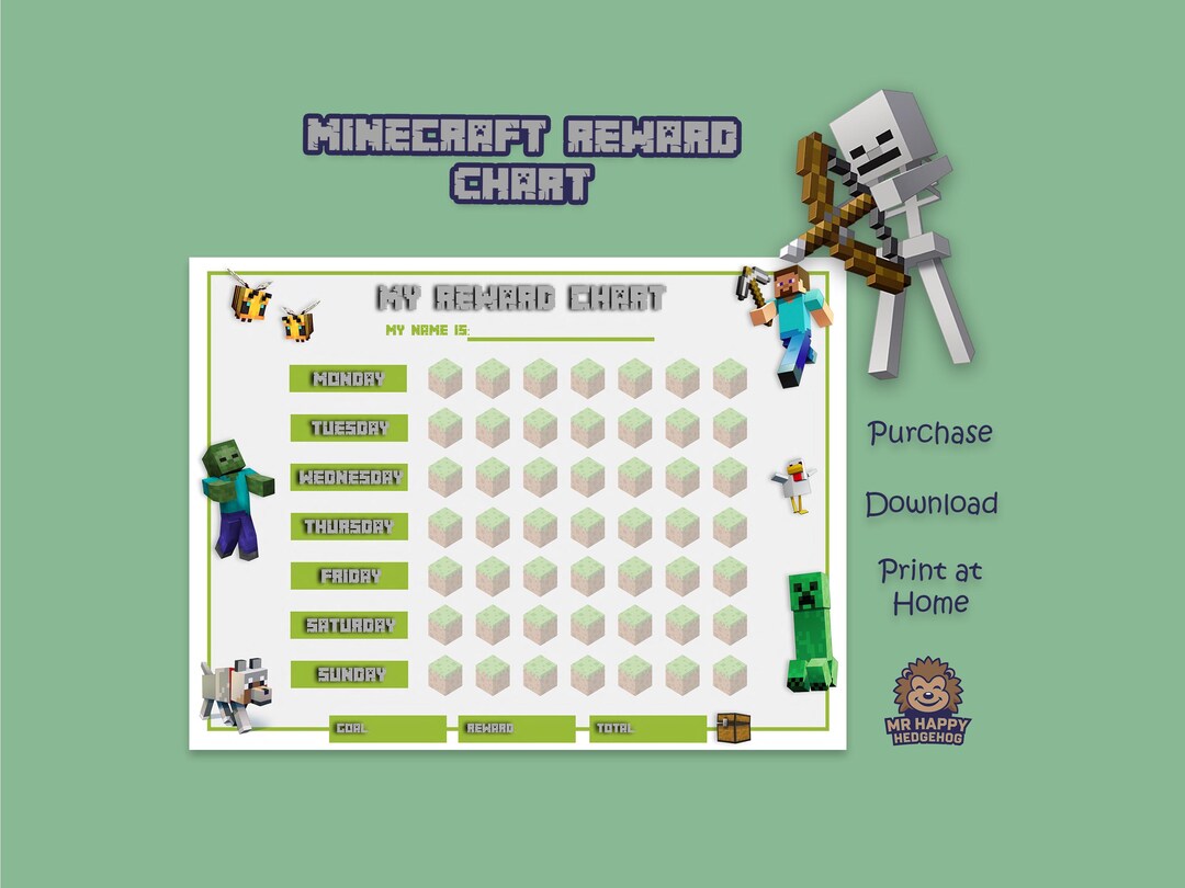 Minecraft Children's Reward Chart PDF - Etsy Canada