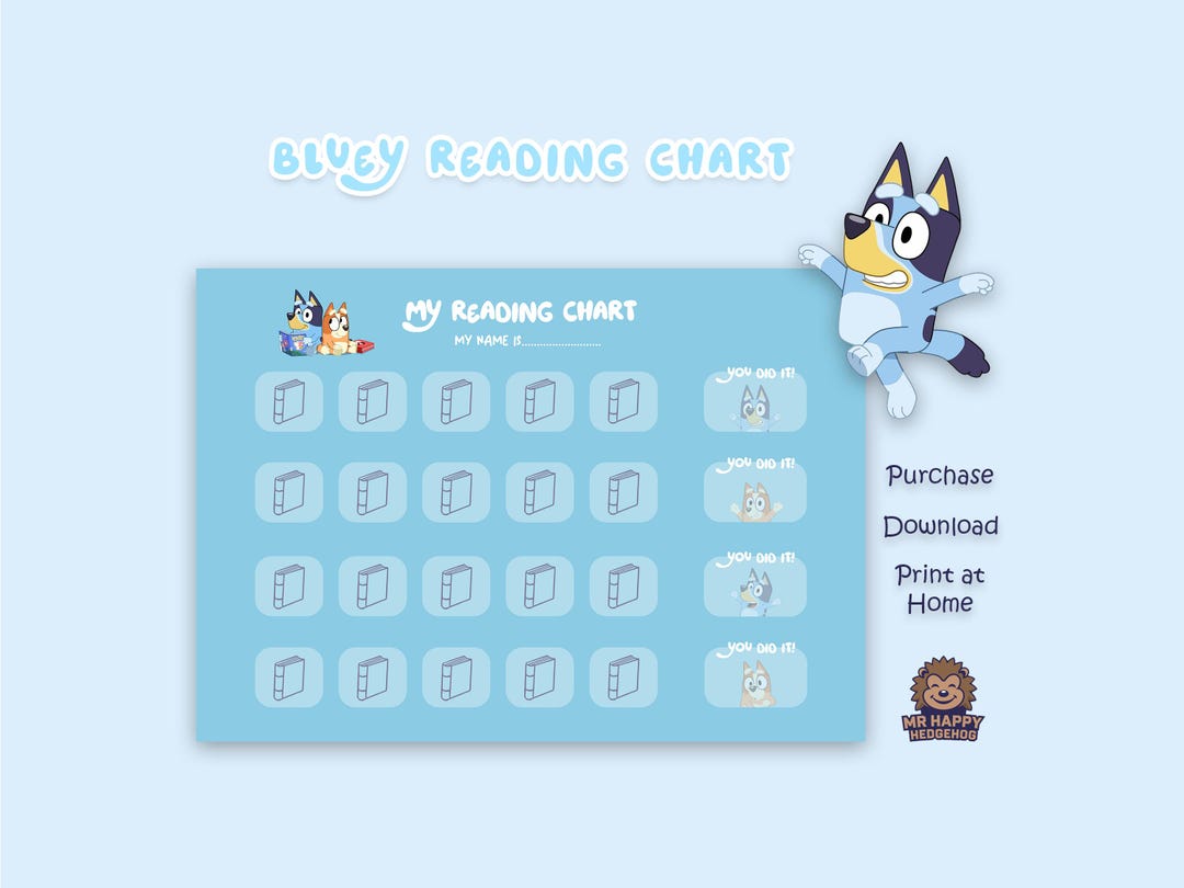 Bluey Reading Reward Chart, Childrens Reward Chart, Bluey Sticker Chart ...
