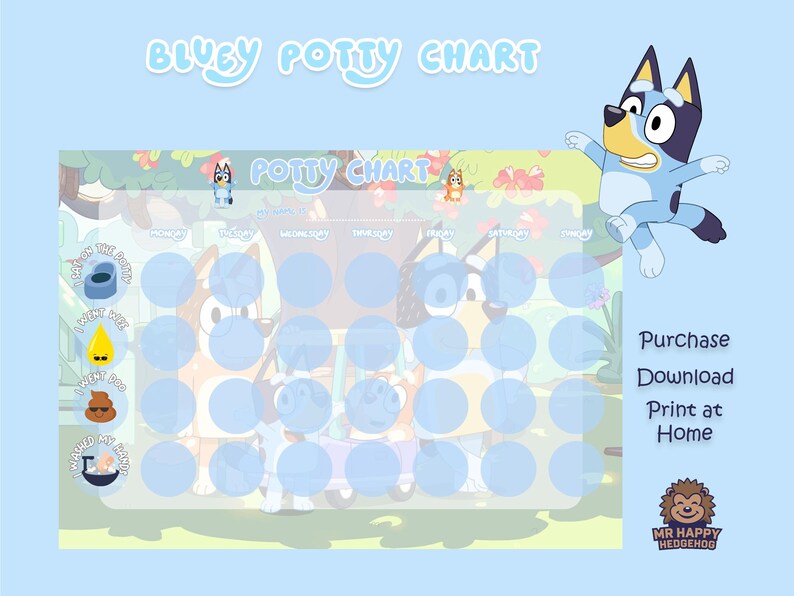 Bluey Potty Training Chart, Potty Reward Chart, Bluey, Toddler Reward ...
