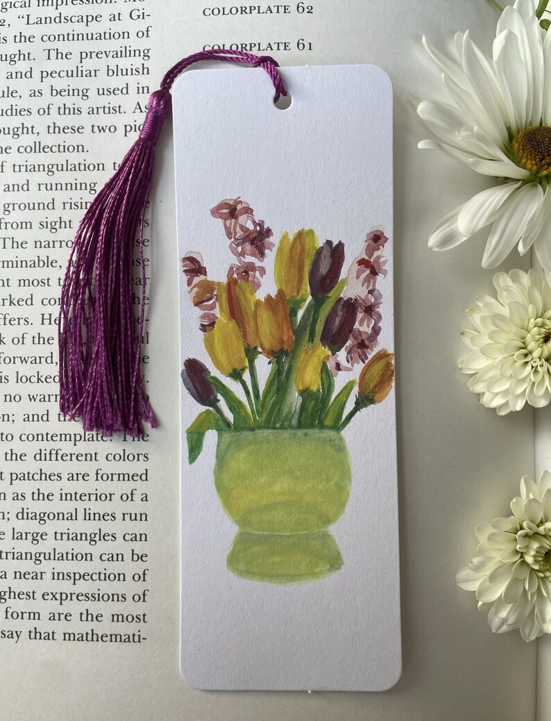 Hand Painted Watercolor Bookmark With Tassel Unique & Artistic Reading ...