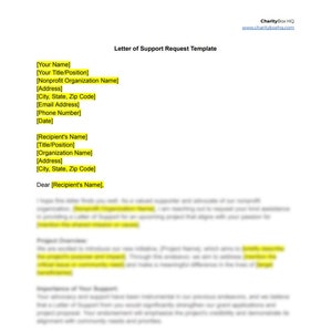 Letter of Support Request Template - Etsy