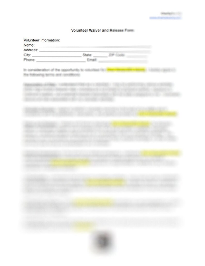 Volunteer Waiver and Release Form - Etsy