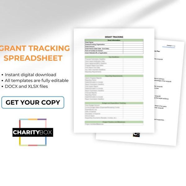 Grant Tracking Spreadsheet - Etsy