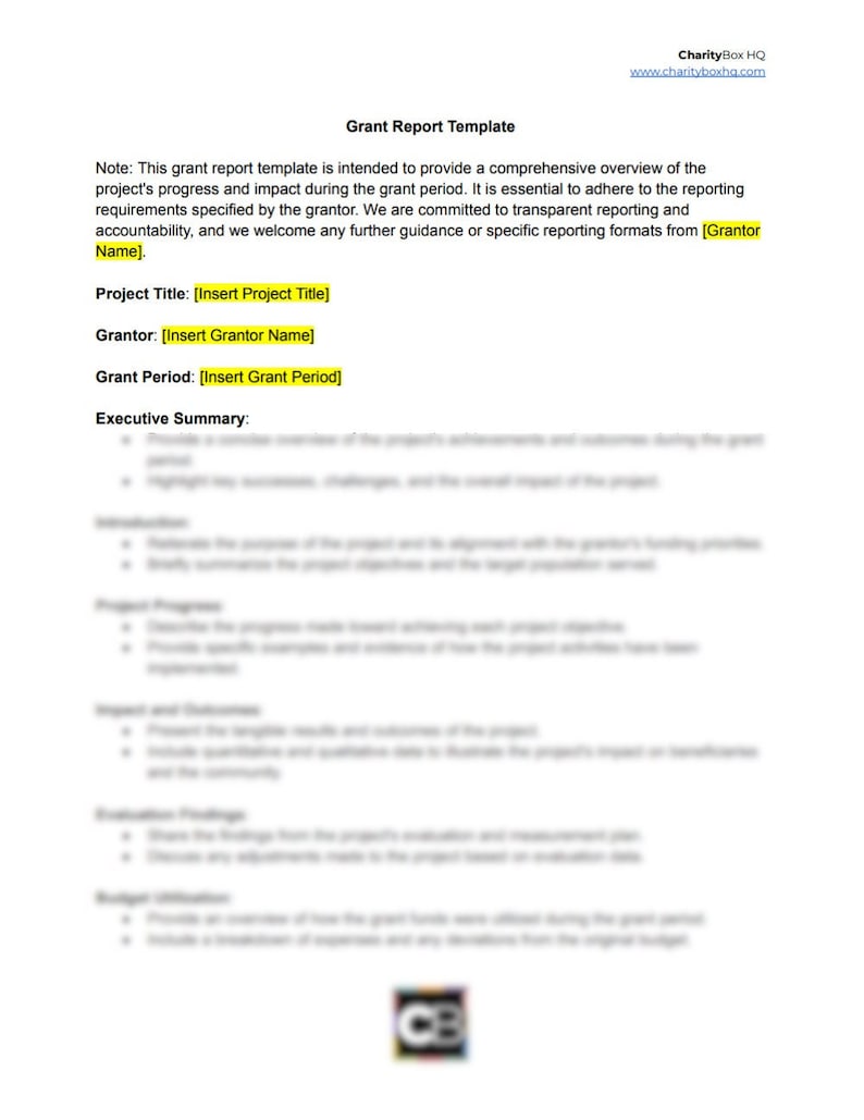 Grant Report Template - Etsy