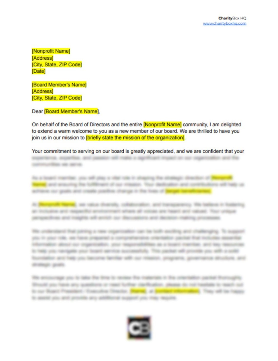 New Board Member Welcome Letter - Etsy