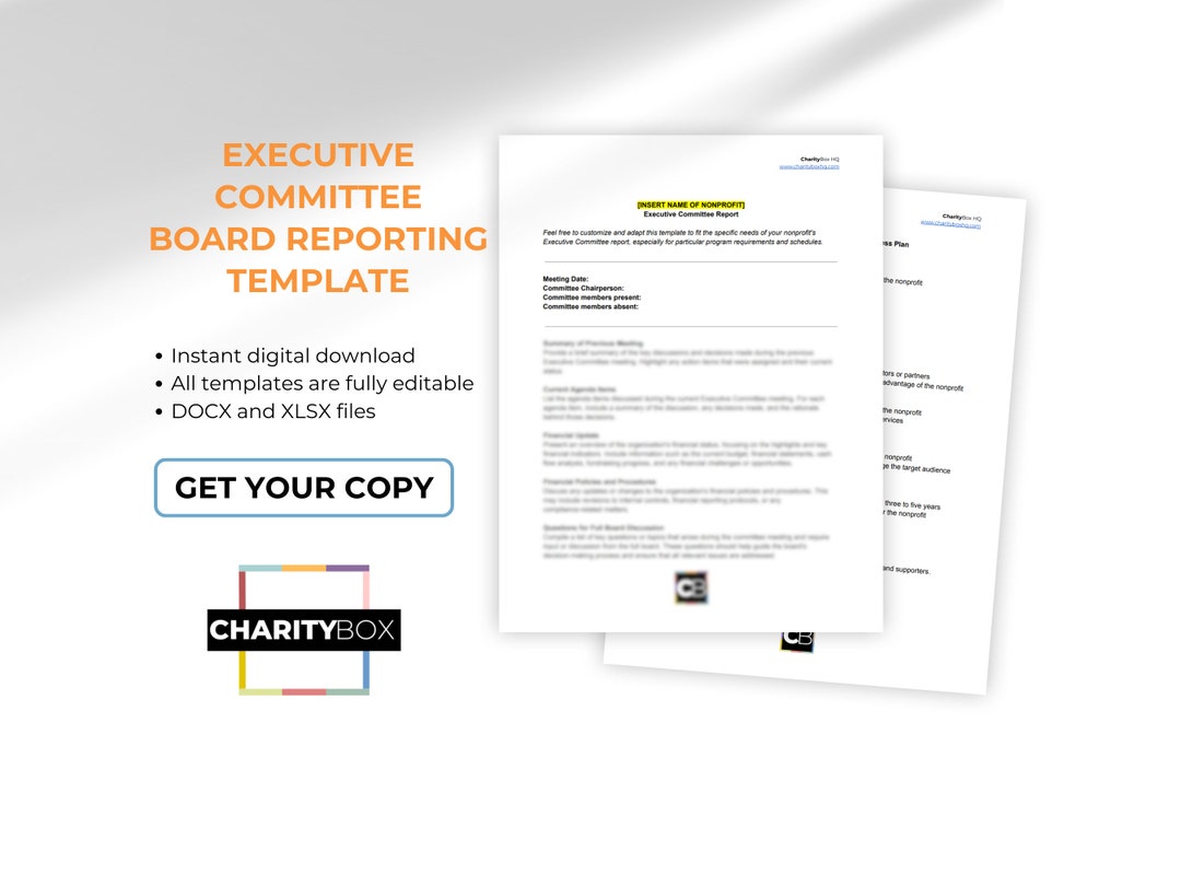 Executive Committee Board Reporting Template - Etsy