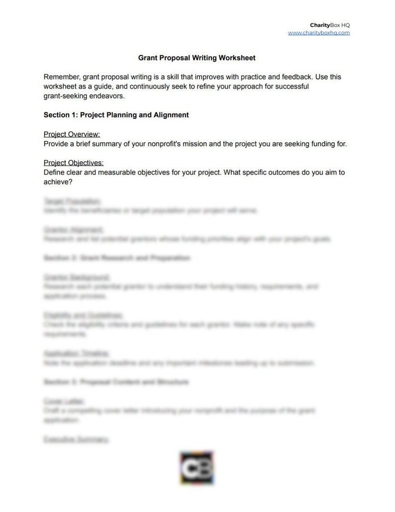 Worksheet: Grant Proposal Writing - Etsy