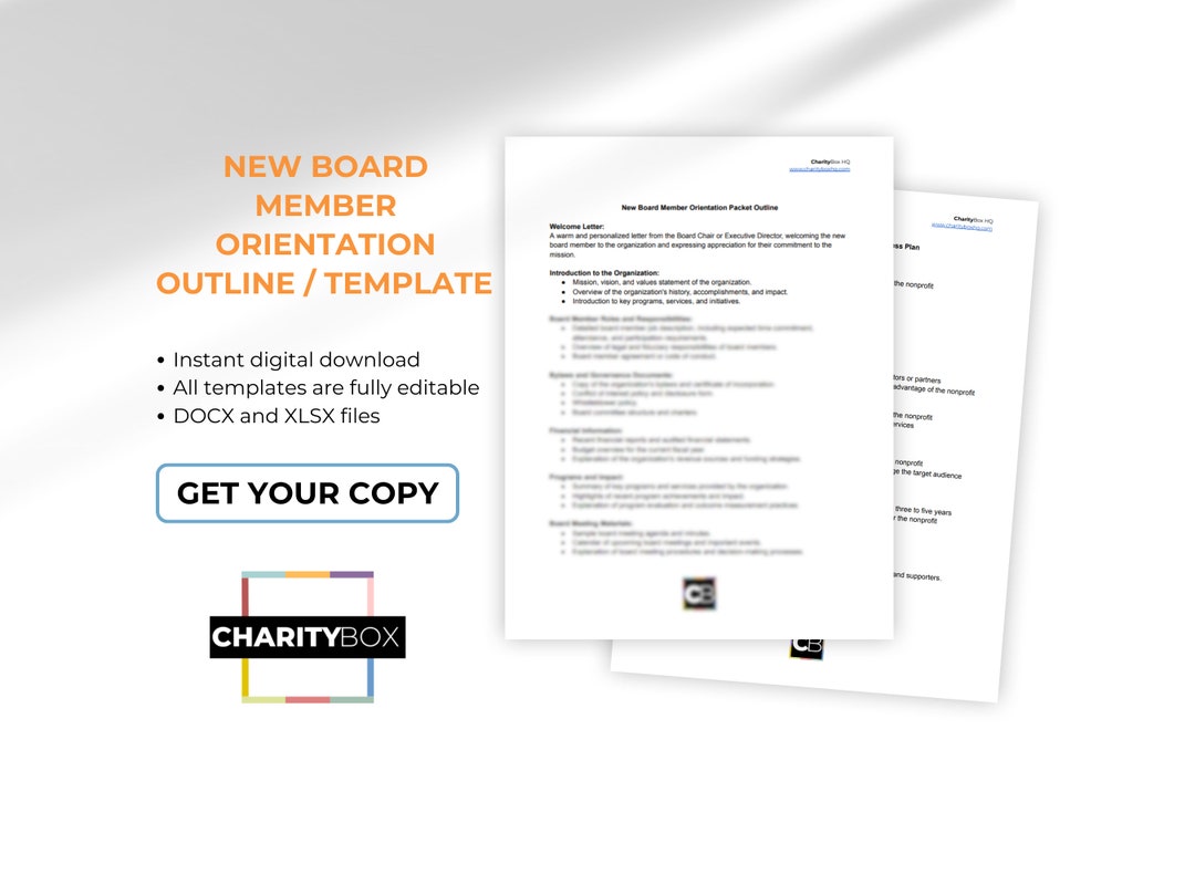 New Board Member Orientation Outline / Template - Etsy