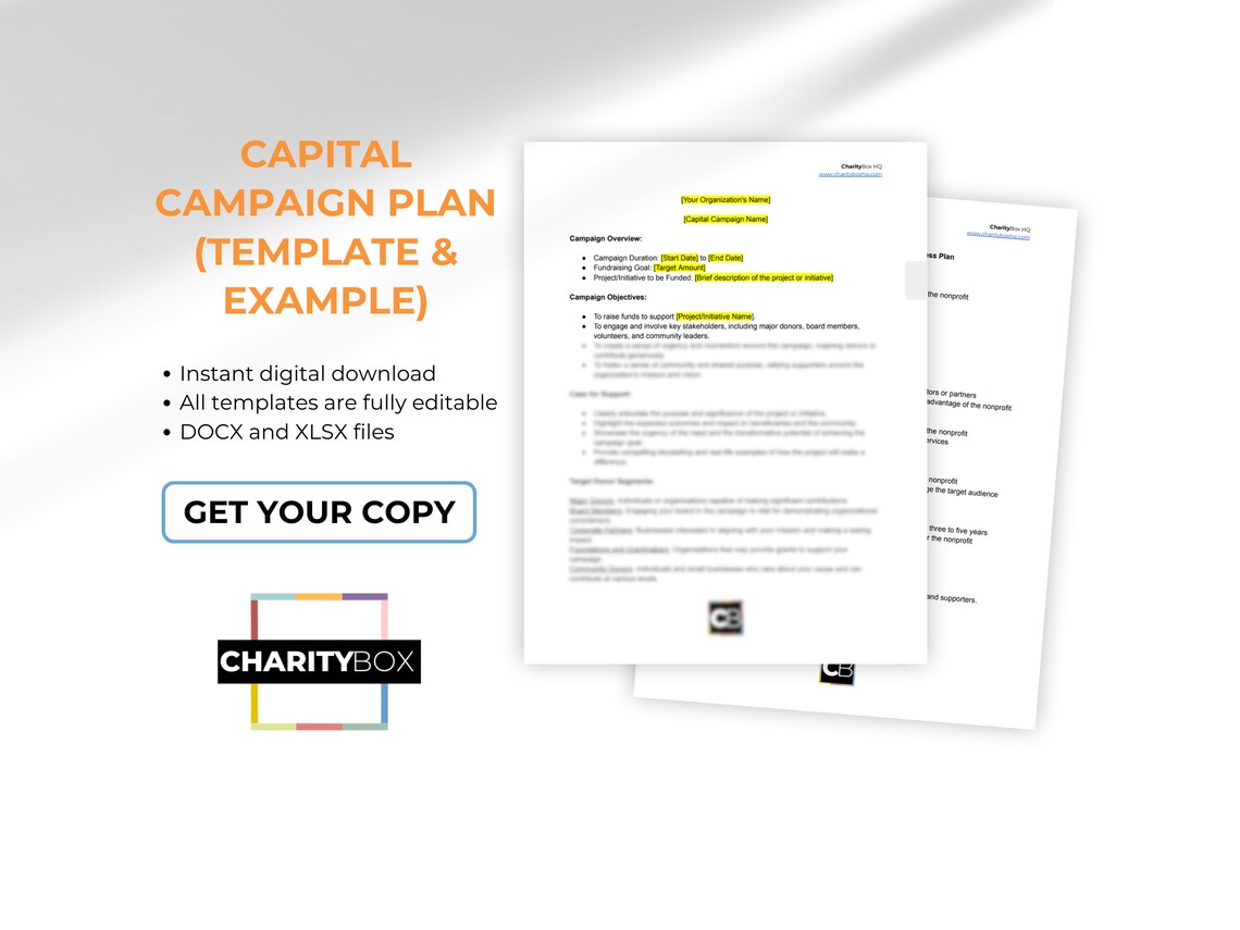 Capital Campaign Plan (template & Example) - Etsy
