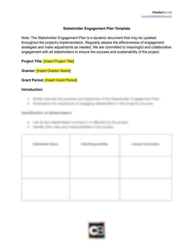Stakeholder Engagement Plan Template - Etsy