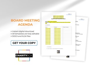 BOARD MEETING PACKET Template Board of Directors, Nonprofit Template ...