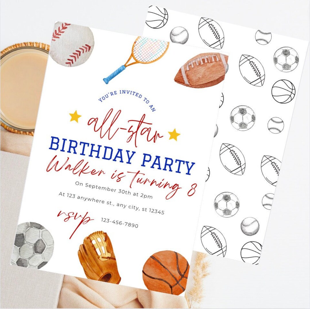All Star Birthday Party Invitation Editable - Etsy