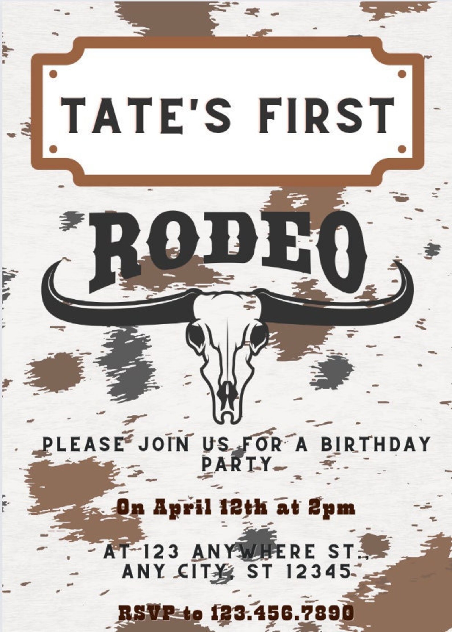 1st Rodeo Invitation With Cow Hide - Etsy