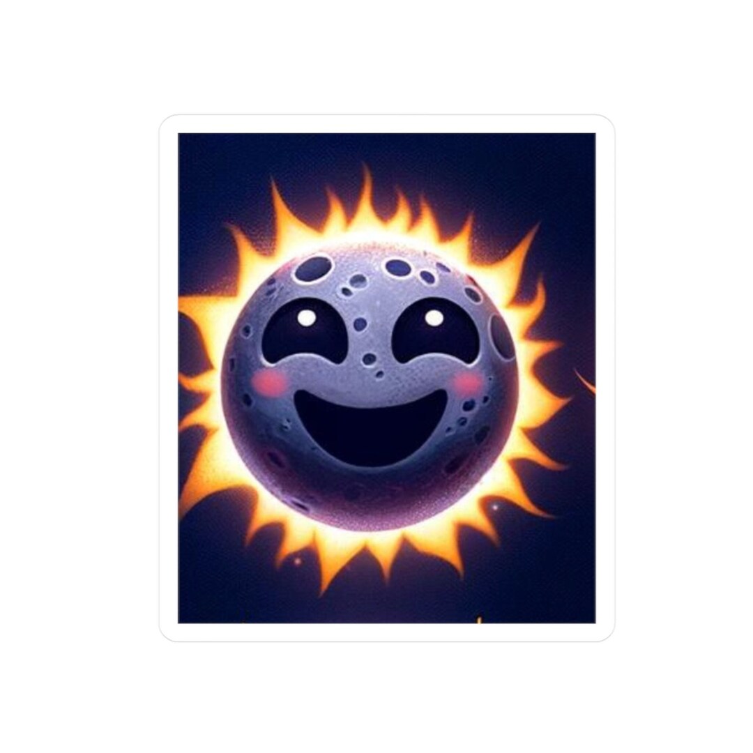 Kiss-cut Vinyl Decals, Moon Emoji, Eclipse Emoji, Laughing Moon - Etsy