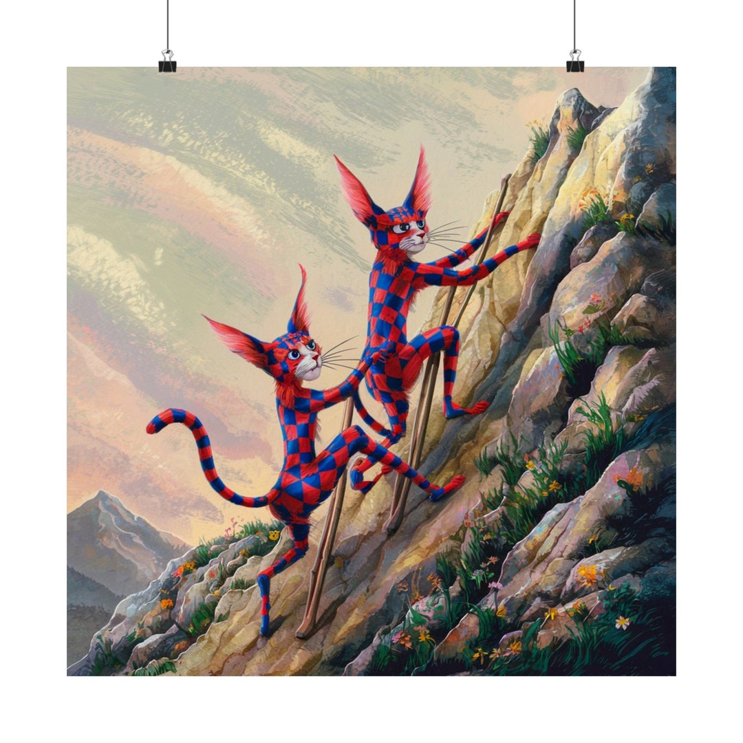 Matte Posters, Eccentric Cats, Checkered Cats, Surreal Poster, Fantasy ...