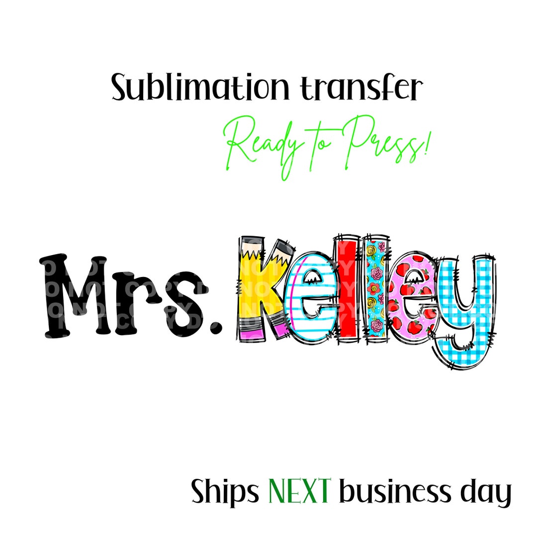 School-themed Custom Name Sublimation Transfer School Themed - Etsy
