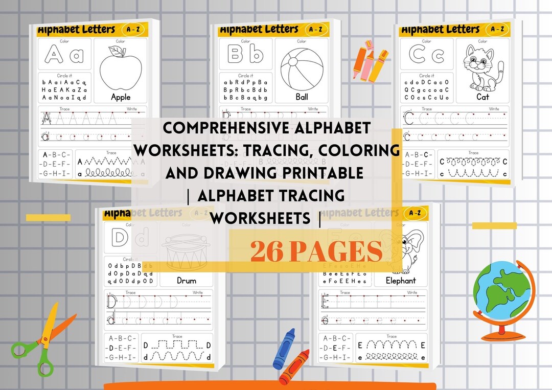 Comprehensive Alphabet Worksheets: Tracing Coloring and - Etsy