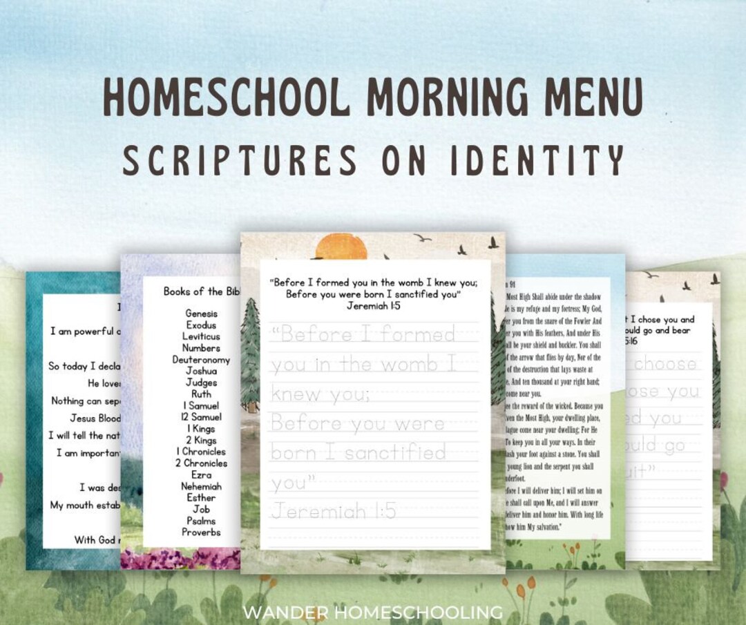 Homeschool Morning Menu: Scriptures on Identity Bible Sheets ...
