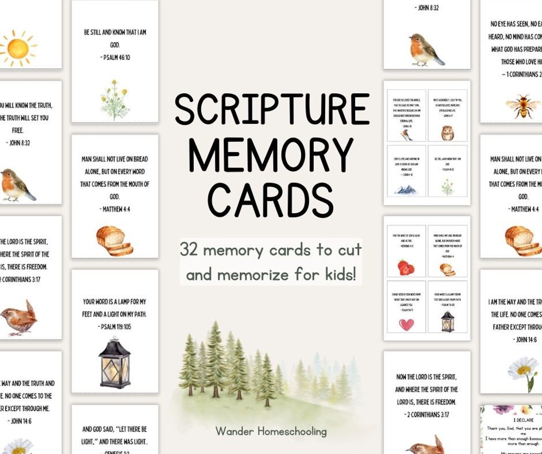 Homeschool Scripture Memory Cards for Kids | Printable Bible Verses ...