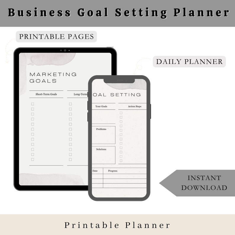Business Goal Setting Planners, Business Goal Tracker, Marketing Idea ...