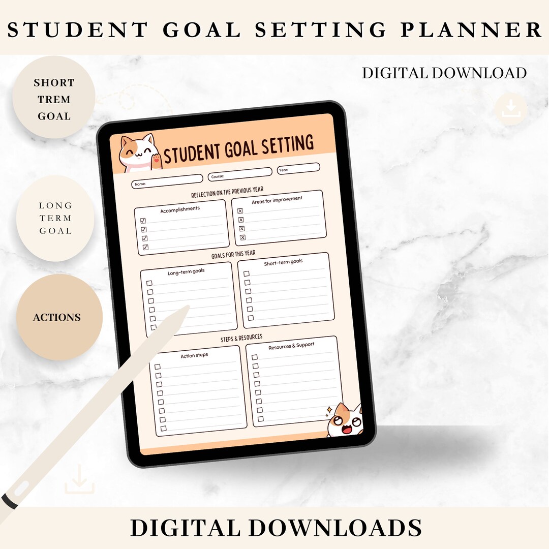 Student Goal Setting Planner, Academic Planner, Student Goal Tracker - Etsy