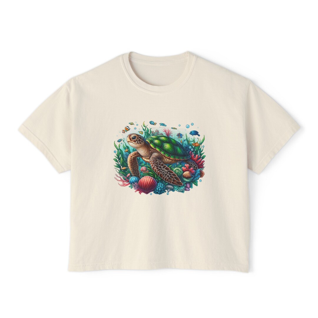 Sea Turtle Crop Tshirt Marine Life Women's Boxy Tee - Etsy