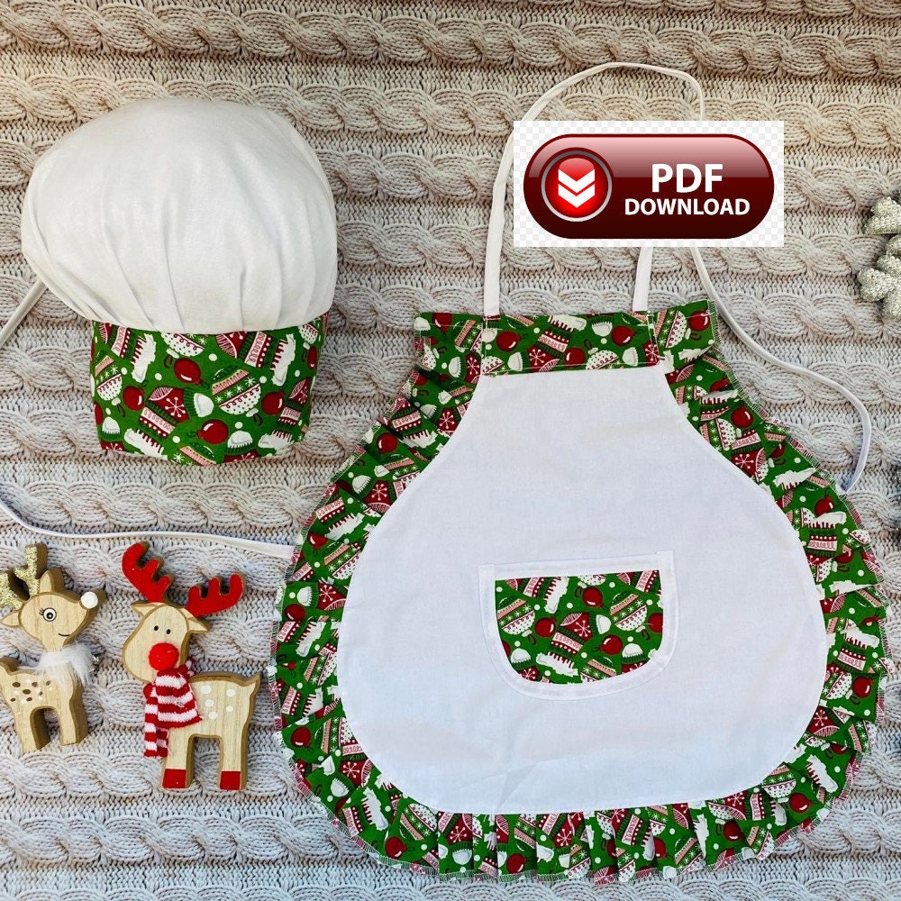 Apron and Cook's Chef Hat Toque PDF Instant Download Sewing Pattern ...