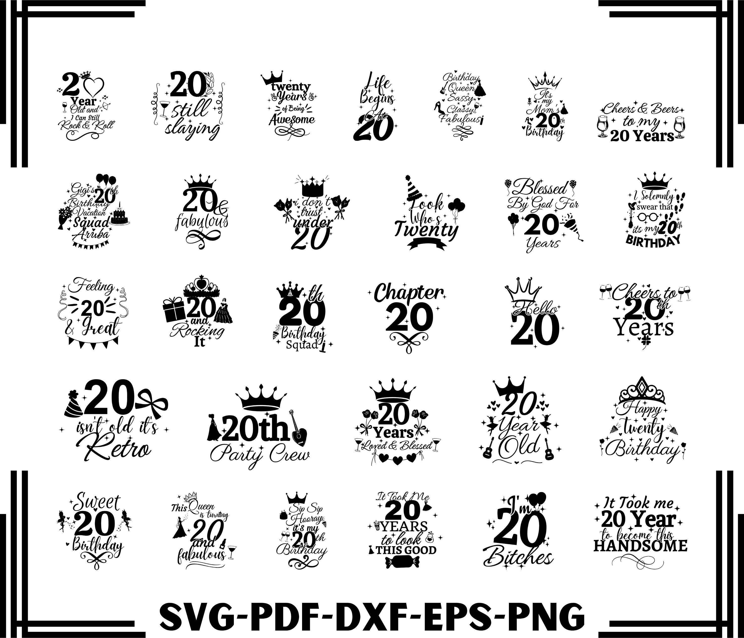 20th Birthday Svg Bundle Happy Birthday Svg Birthday Shirt - Etsy