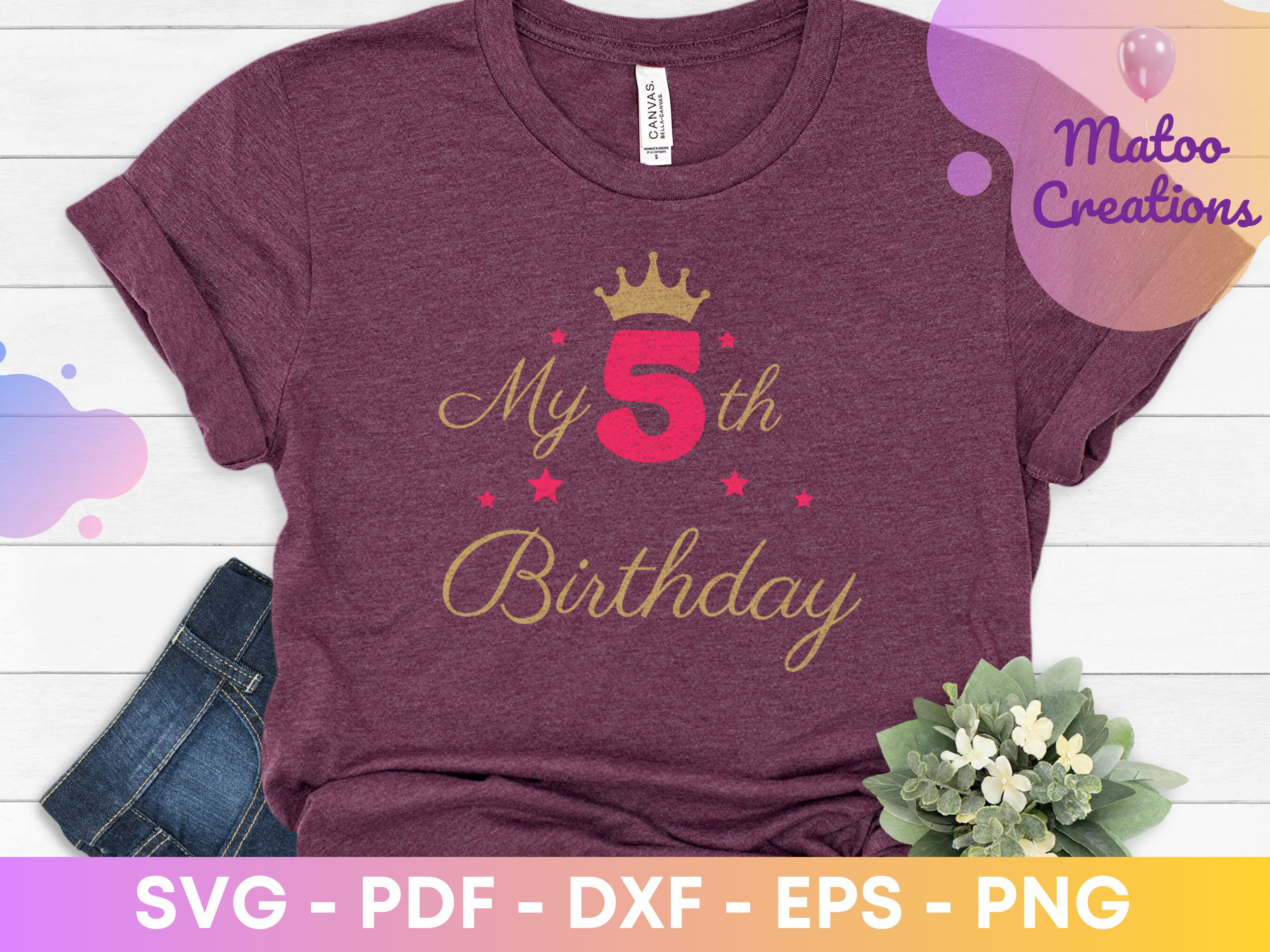 5th Birthday Svg, 5th Birthday Girl SVG, Cricut Silhouette Cut Files, 5th Birthday Squad Svg, in ...