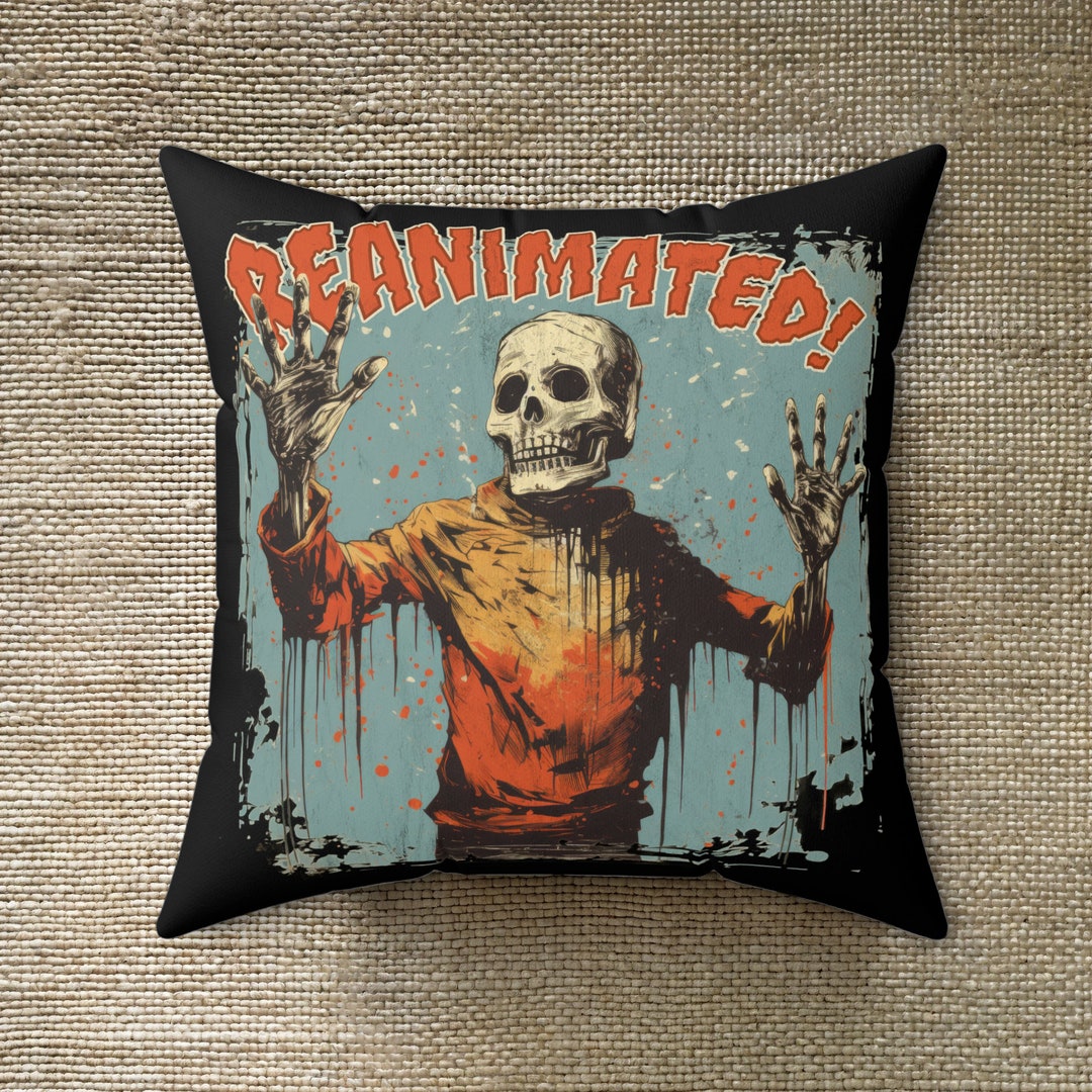 Square Pillow - Reanimated Skeleton Gothic Home Decor - Halloween ...