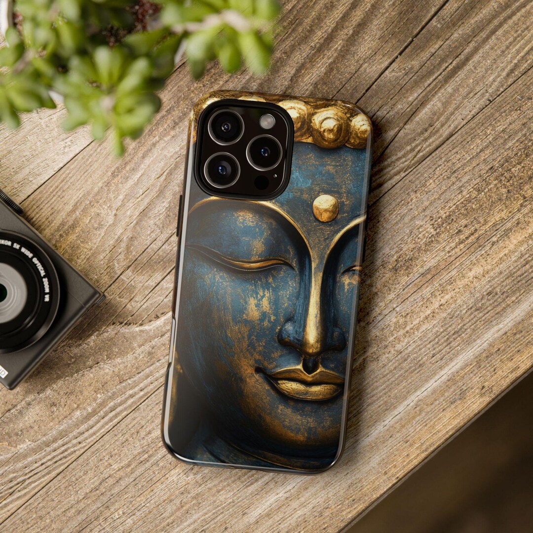 Gilded Buddha Face Phone Case: Zen Spiritual Art, Rugged Protection - Etsy