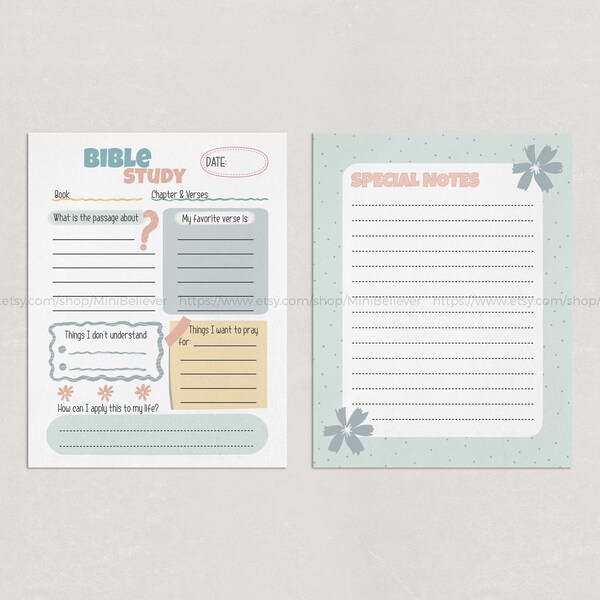 Study Note Page - Etsy