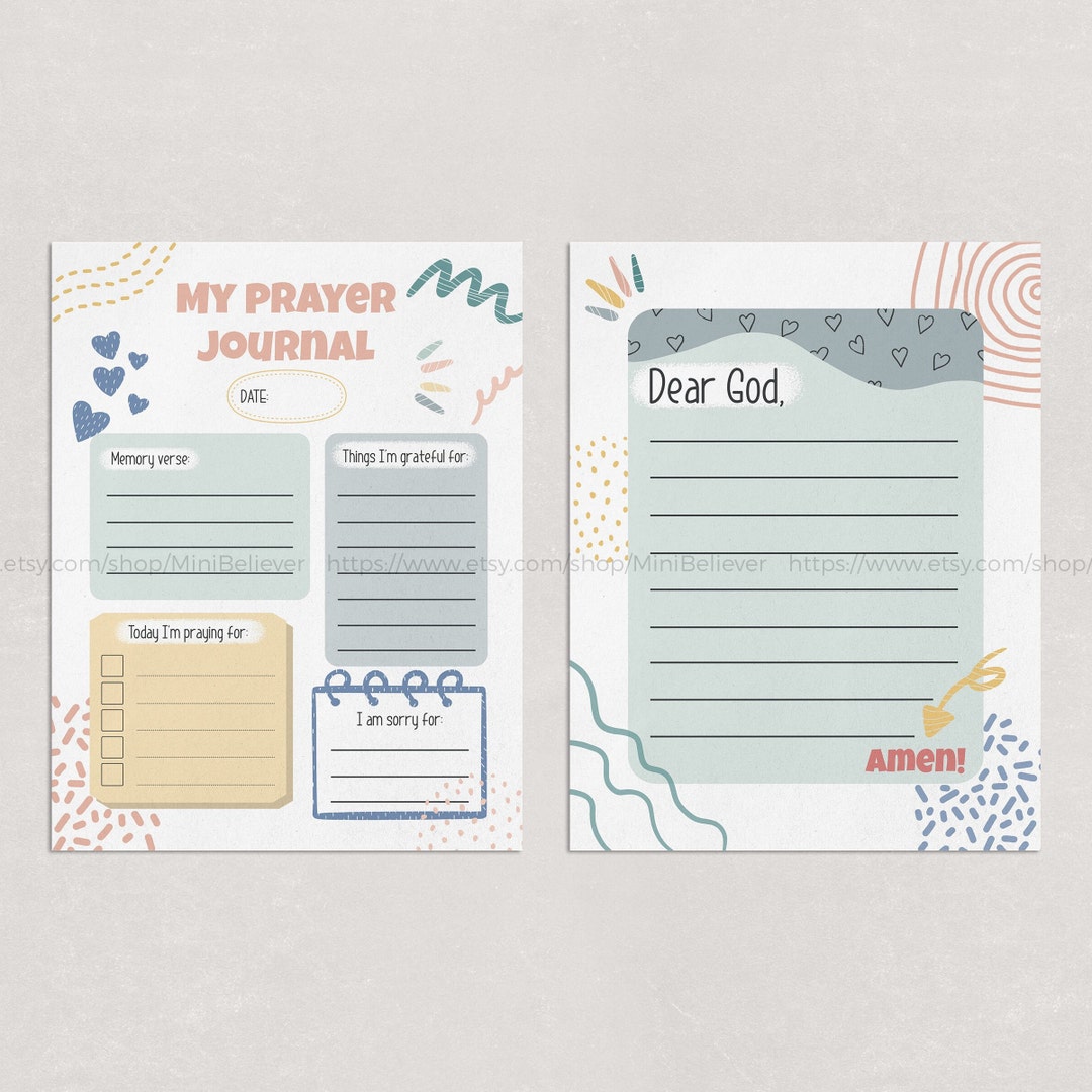 Prayer Journal Printable Pages, Children's Prayer Journal, Sunday ...