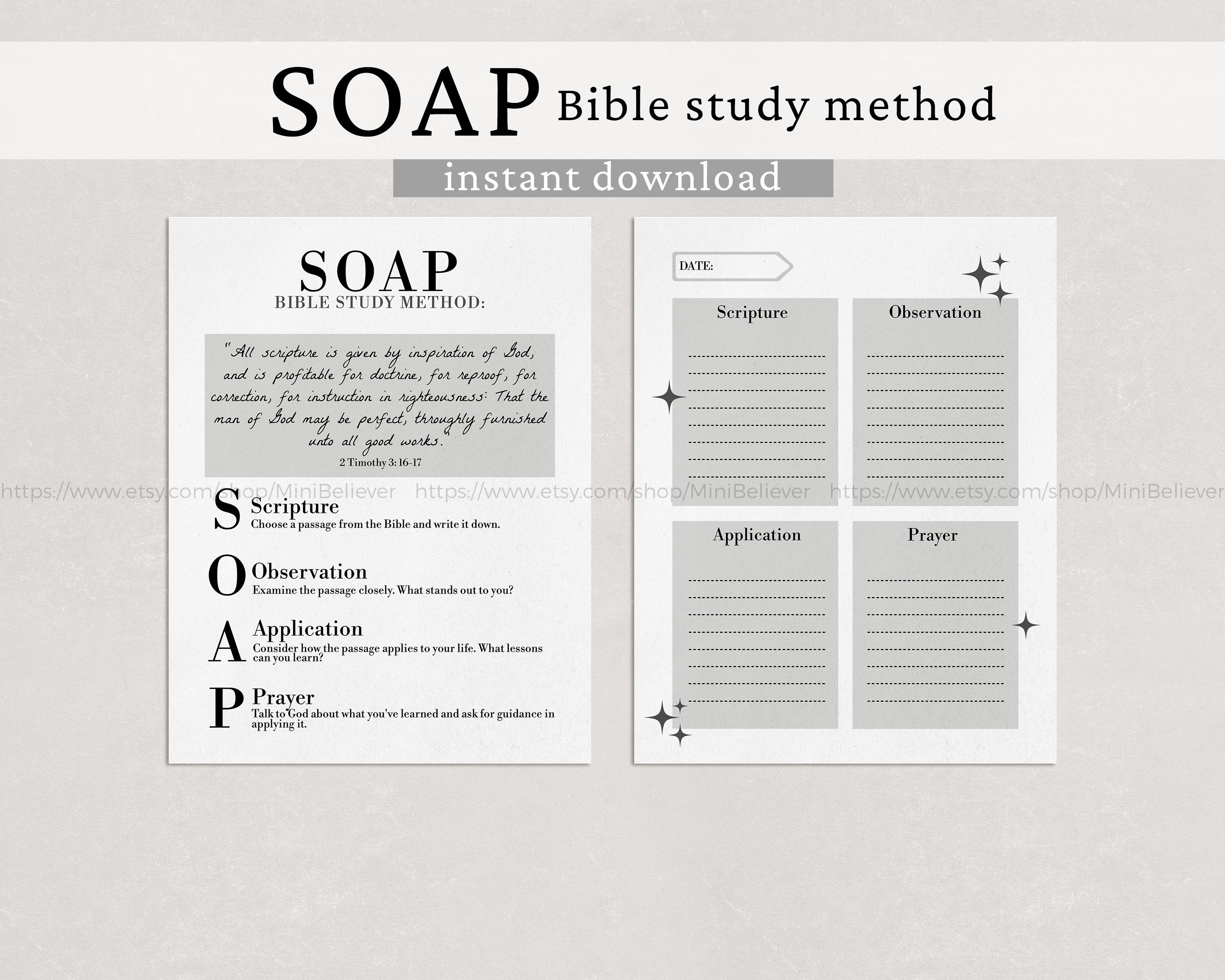 SOAP Minimalist Bible Study, Bible Study Pages, Soap Method for Adults ...