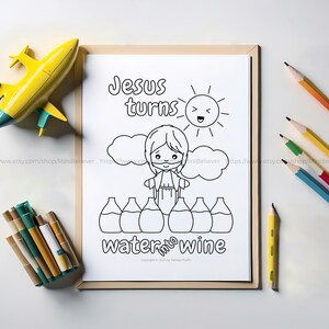 Jesus Turns Water Into Wine, Wedding at Cana, Bible Coloring Pages ...