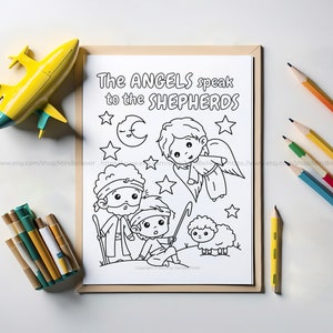 4 Christmas Activity Pages, Angels, Shepherds & Wise Men Coloring ...