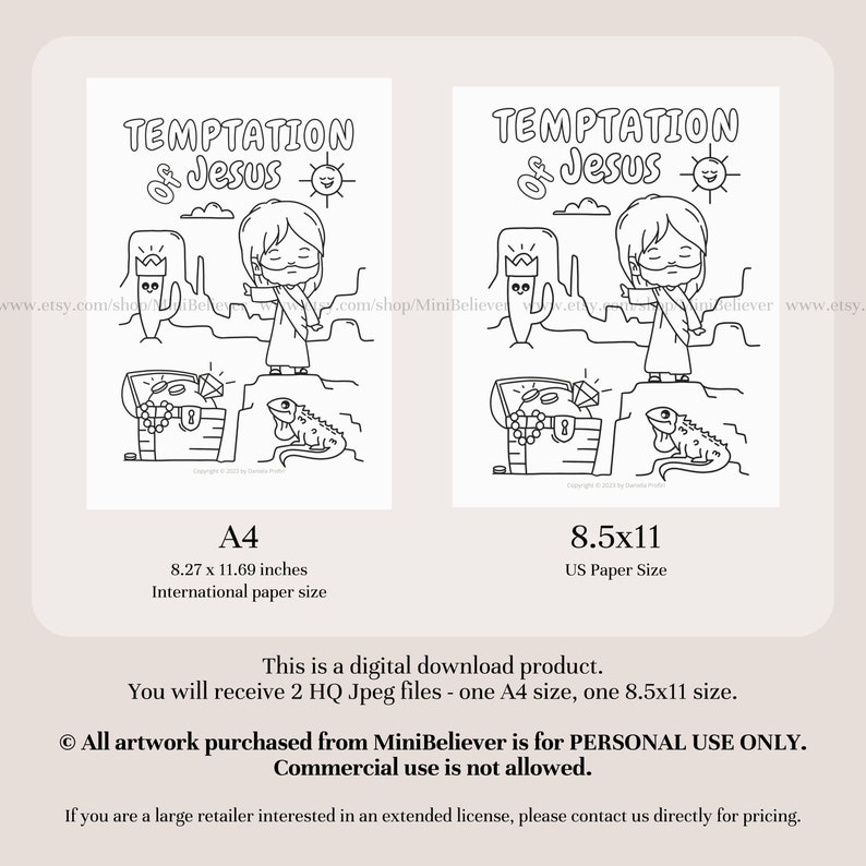 The Temptation of Jesus Coloring Page, Bible Coloring Pages, Children's ...