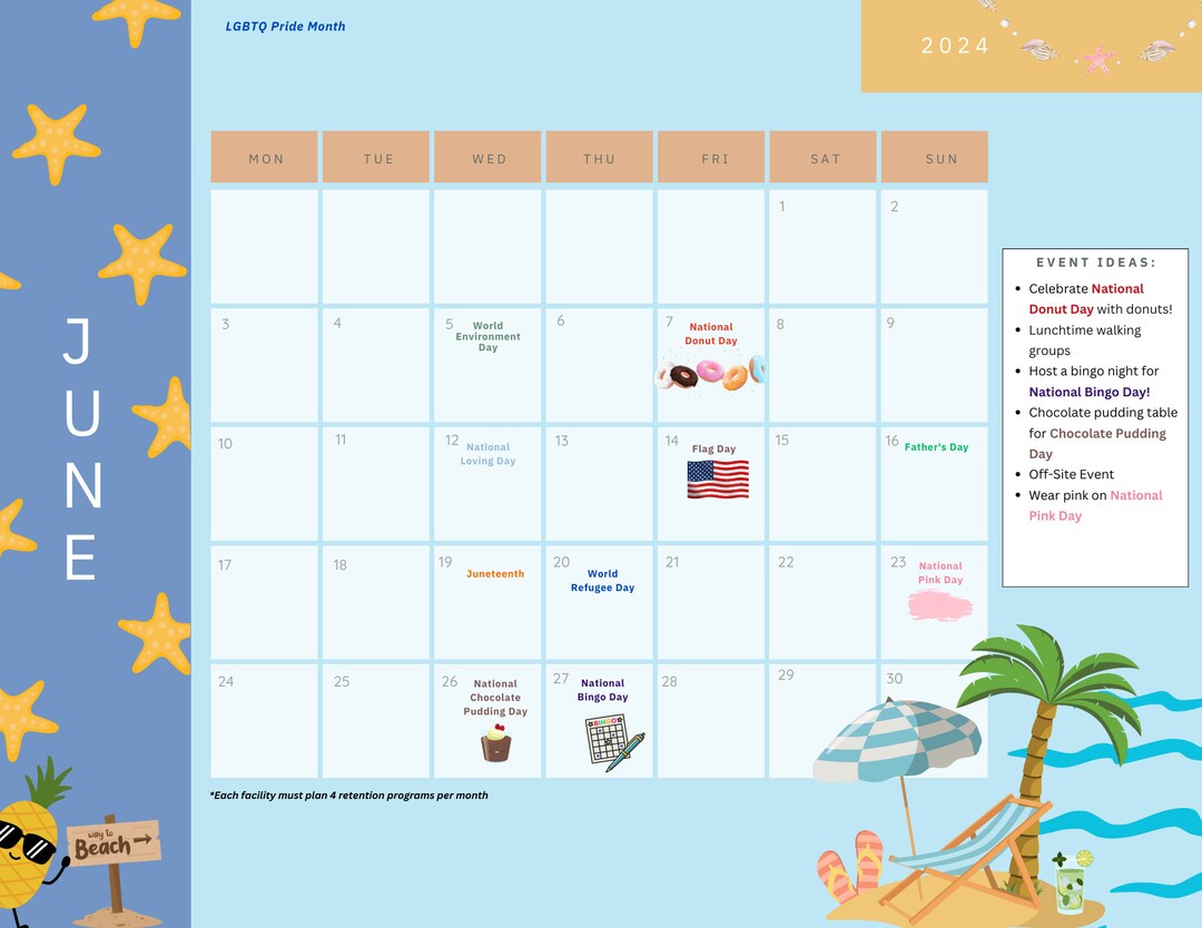 HR Calendar of Events editable PDF - Etsy