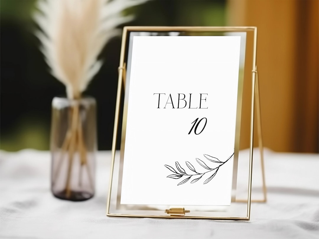 Floral Table Number Sign Template Minimal Table Number - Etsy