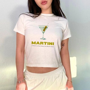 Martini Cocktail Baby Tee Cocktail Print Tshirt Y2K Fashion Baby Tee ...