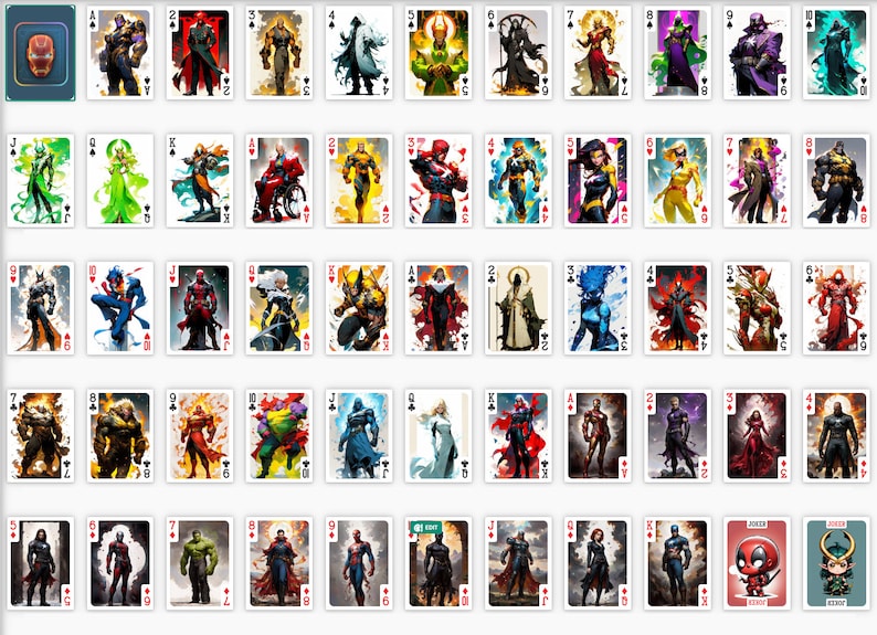 Marvel Heroes and Villains Playing Cards - Illustrative Poker Set of 52 ...