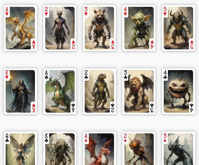 Monster Manual Playing Cards - Monsters Derived From Mythology and ...