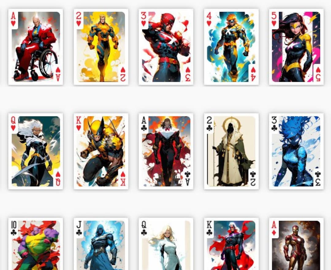Marvel Heroes and Villains Playing Cards - Illustrative Poker Set of 52 ...