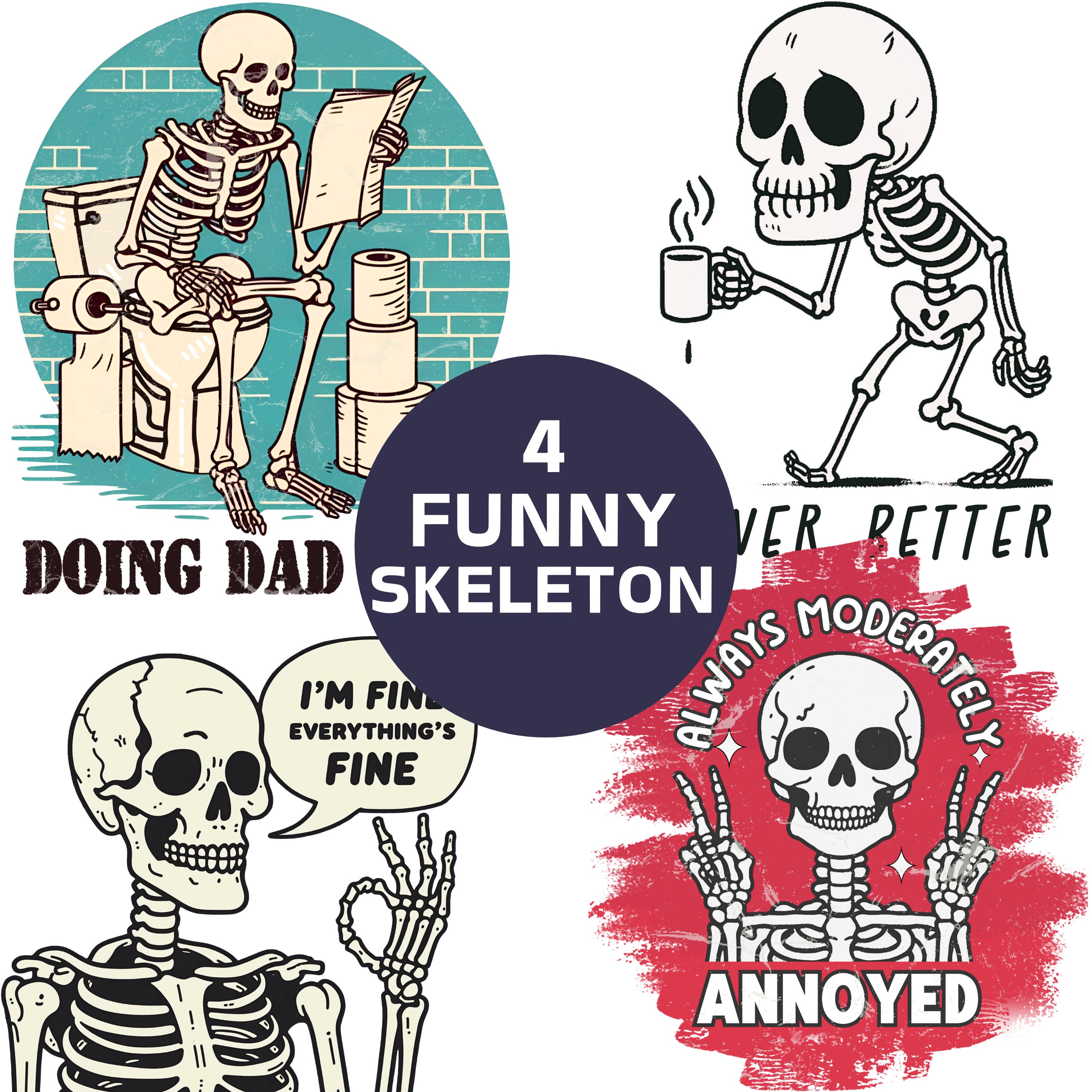 Funny Skeleton Clipart, Adult Humor PNG, Skeleton Coffee PNG, Doing Dad ...