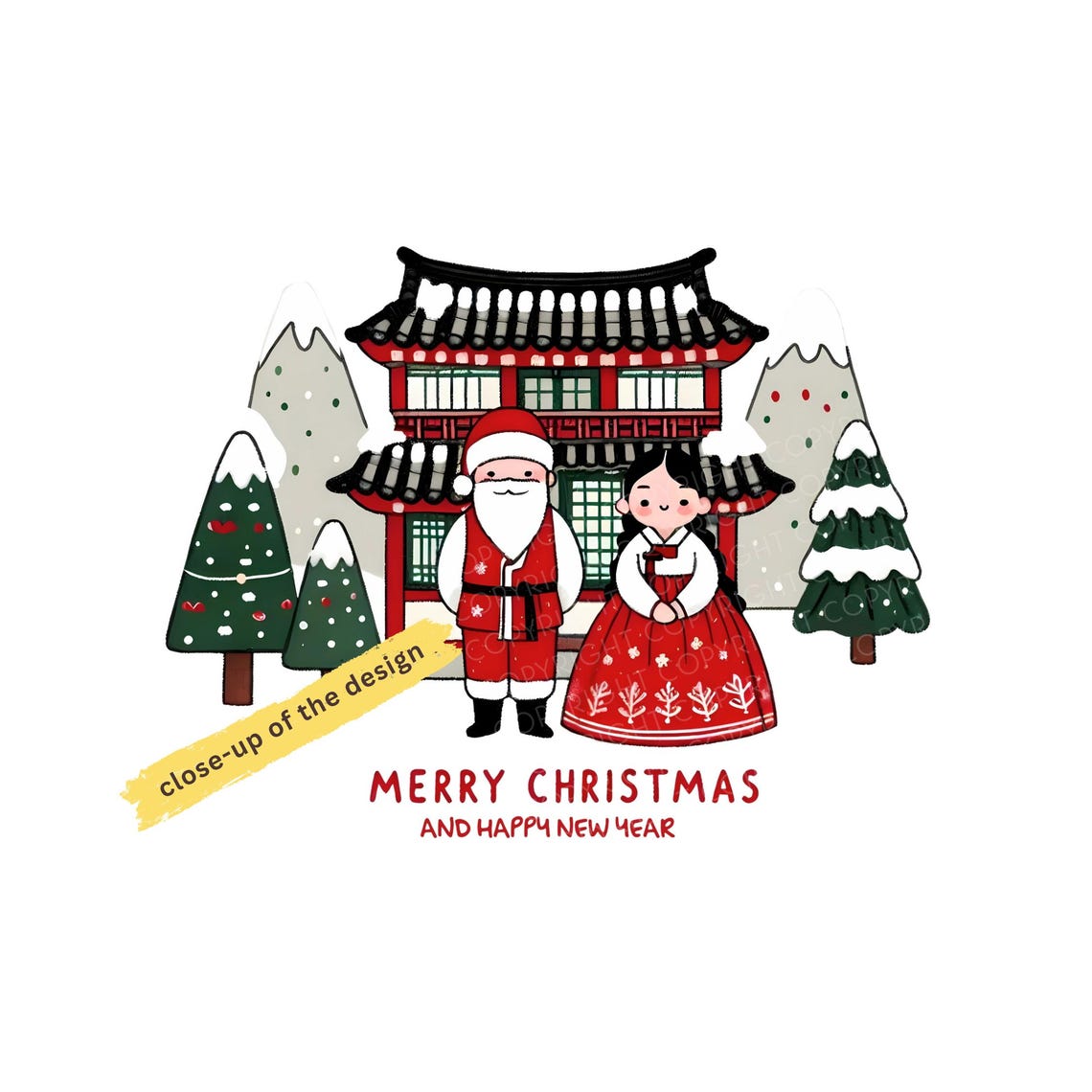 Korean Christmas Card Printable, Santa Korean Card Downloadable, Xmas ...