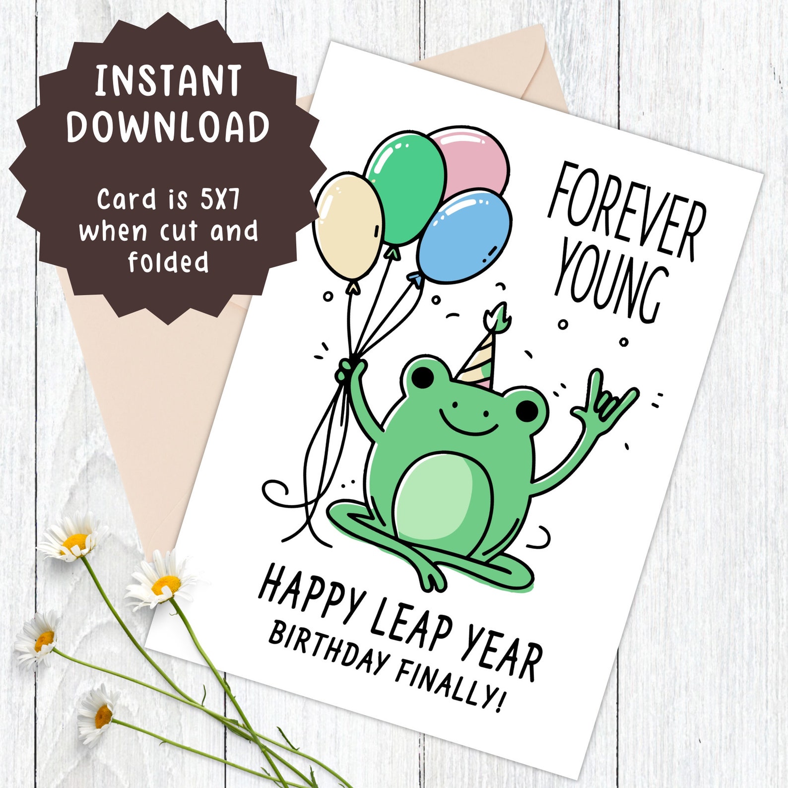 Leap Year Printable Card, Leap Year Downloadable Card, Cute Leap Year ...