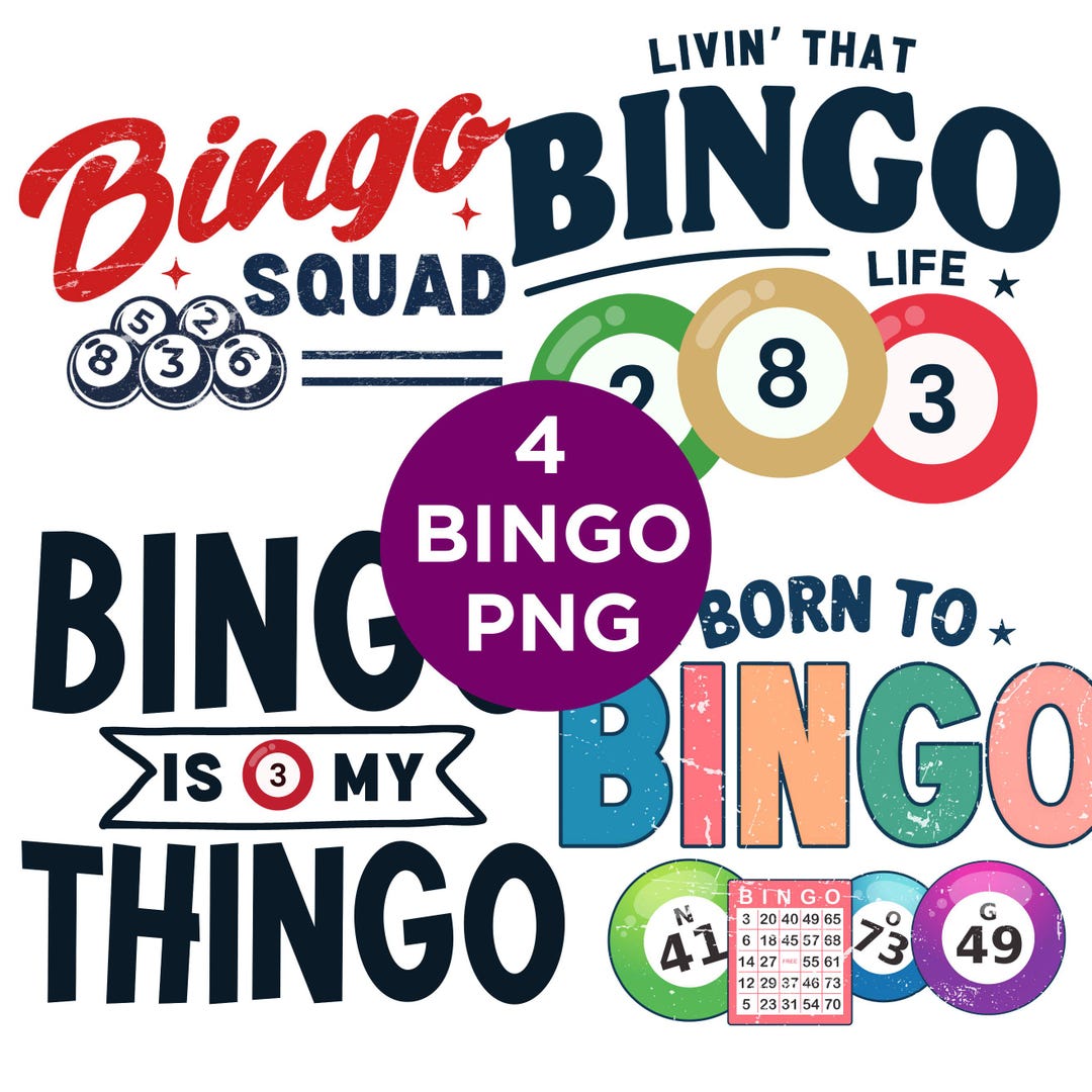 Bingo PNG Bundle, Funny Bingo Clipart Set, Bingo Squad, Cute Bingo ...