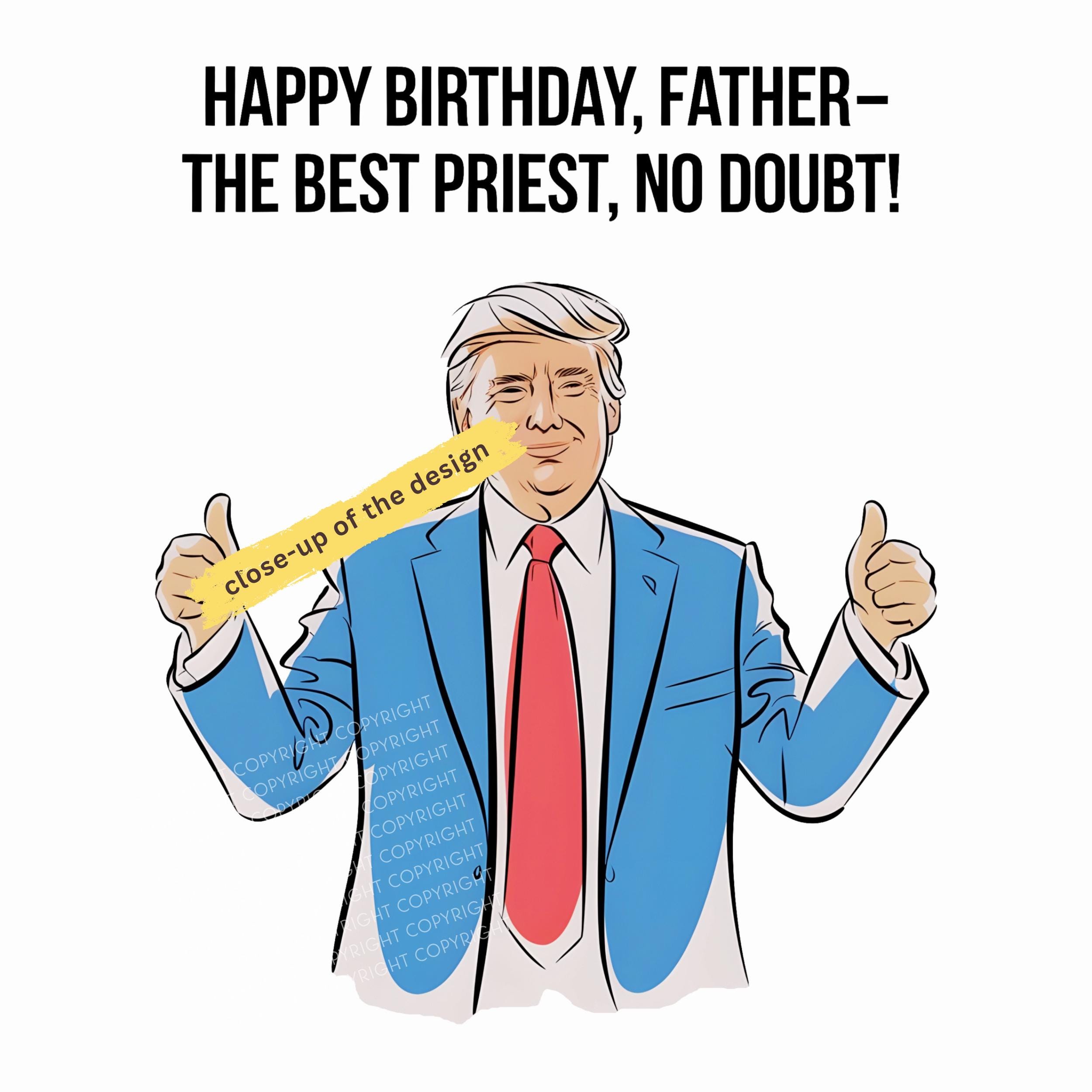 Priest Birthday Card Printable, Funny Catholic Birthday Card for Father ...