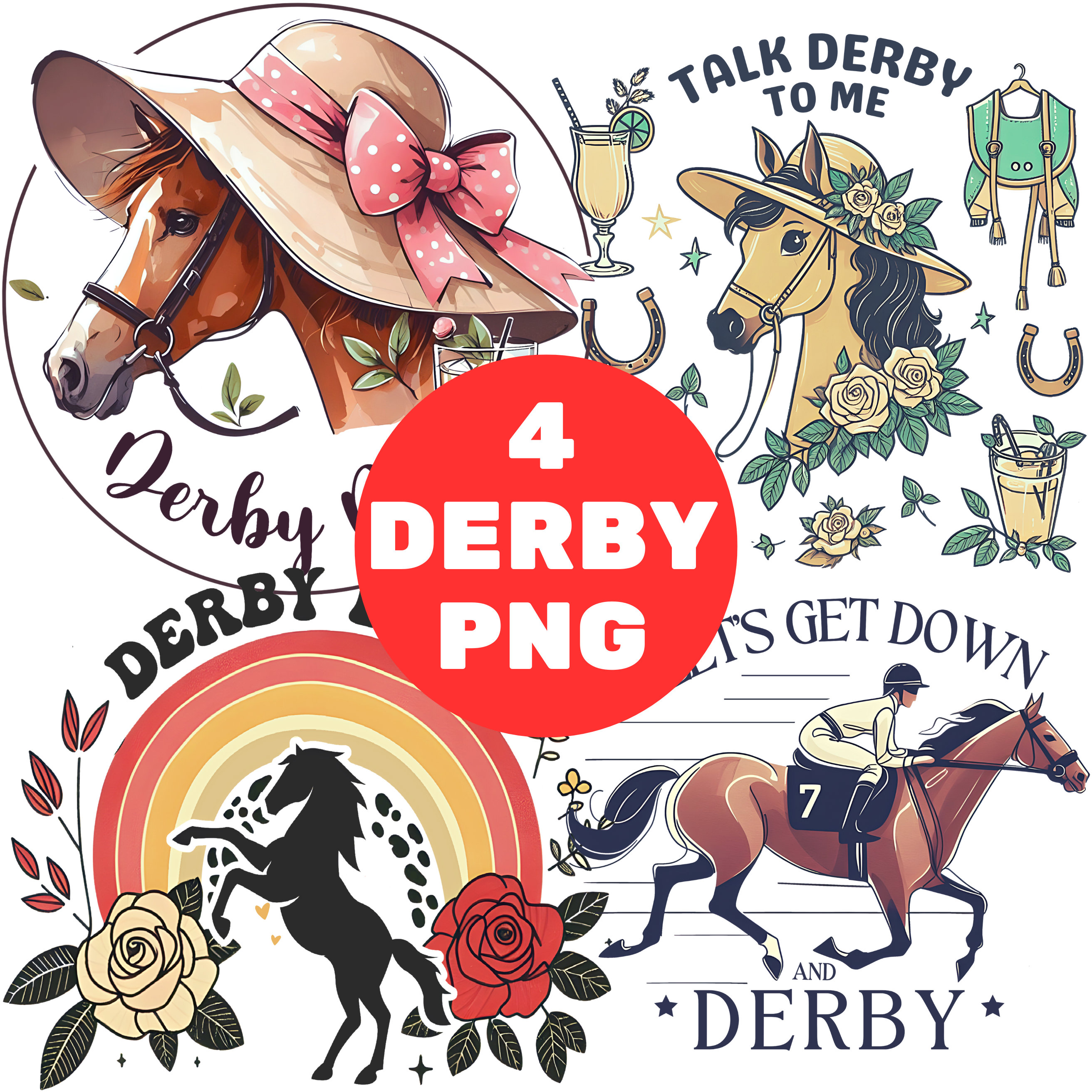 Kentucky Derby PNG Bundle, Derby Clipart, Talk Derby to Me, Derby Day ...