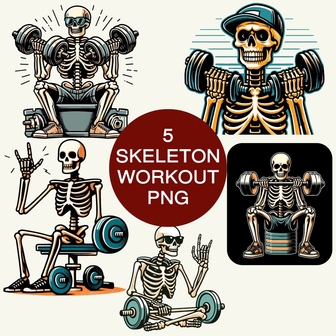 Skeleton Workout PNG, Workout Clipart, Skeleton Gym PNG, Weightlifting ...